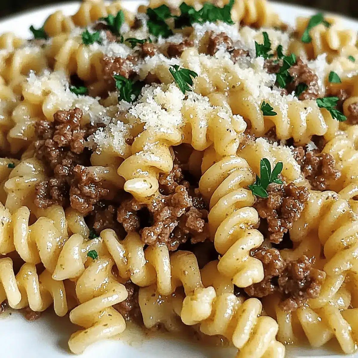Ultimate Beef and Rotini in Garlic Parmesan Sauce Delight